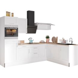 Optifit K&uuml;che &raquo;Ahus&laquo; 200 x 270 cm breit, wahlweise mit E-Ger&auml;ten, Soft Close Funktion wei&szlig; B/H/T: 270cm x 211,8cm x 60cm, ohne E-Ger&auml;te