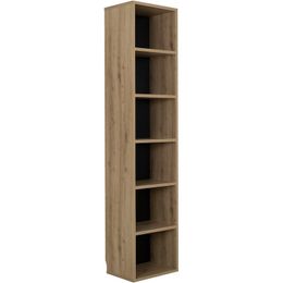 B&uuml;cherregal &raquo;CRAFT&laquo; B&uuml;cherregal mit 3 Regalb&ouml;den und 2 Ablagefl&auml;chen braun Holzwerkstoff B/H/T: 209cm x 35cm, 6 Stk. offene F&auml;cher