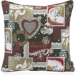 HOCK Dekokissen &raquo;Christmas Patch&laquo; traditionelles Patchkissen mit Weihnachtsmotiven, inkl. F&uuml;llung rot Obermaterial: 82% Polyester, 18% Baumwolle. F&uuml;llung: 