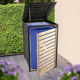 Dobar M&uuml;lltonnenbox &raquo;M&uuml;lltonnenverkleidung 240 L, schwarz-anthrazit&laquo; aus robustem lasiertem Fichtenholz braun Massivholz Einheitsgr&ouml;&szlig;e