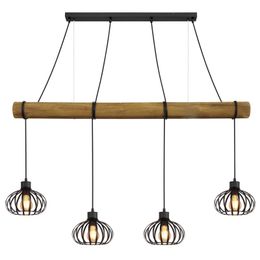 Globo LIGHTING H&auml;ngeleuchte &raquo;CALDWELL&laquo; E27 1 Stk. Schwarze H&auml;ngeleuchte, Holz & Metallst&auml;be, Kabel zum Herumwickeln 4, &Oslash; 20cm H: 150cm, 1 Stk.