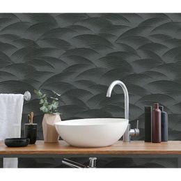 Fashion for walls Vliestapete &raquo;Sparkling Sea&laquo; gl&auml;nzend gepr&auml;gt Phthalate frei schwarz Vlies B/L: 0,53m x 10,05m, Rollen: 1