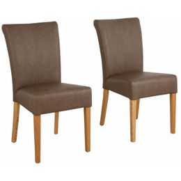Home Affaire 4-Fu&szlig;stuhl &raquo;Queen Polsterstuhl&laquo; (Set) 2 Stk.verschiedene Bez&uuml;ge, Gestell Massivholz braun Massivholz B/H/T: 47cm x 93cm x 64cm, 2 Stk., 