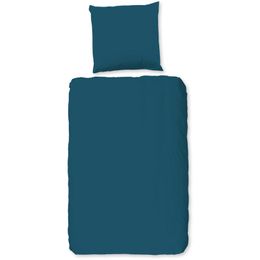 PURE luxury collection Bettw&auml;sche &raquo;Pure uni&laquo; 3 Stk. Mikrofaser, Pflegeleicht, Weich, unifarben, Rei&szlig;verschluss blau Microfaser, Obermaterial: 100% 