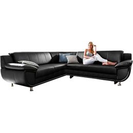 Trendmanufaktur Ecksofa &raquo;Rondo wahlweise mit Schlaffunktion, bequeme Armlehnen&laquo; L-Form, wahlw.mit Federkern, F&uuml;&szlig;e chromfarben, Unser Dauertiefpreis 