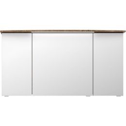 Badezimmerspiegelschrank &raquo;Serie 4010 Badezimmer-Spiegelschrank inkl. LED-Beleuchtung im Kranz&laquo; Badschrank 142 cm breit, 3 T&uuml;ren, 6 Glas-Einlegeb&ouml;den, 
