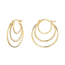 Firetti Damen Paar Creolen &raquo;Schmuck Geschenk Silber 925 Ohrschmuck Ohrringe Layering&laquo; mit Zirkonia (synth.) gold 23mm, Silber 925 (Sterlingsilber)