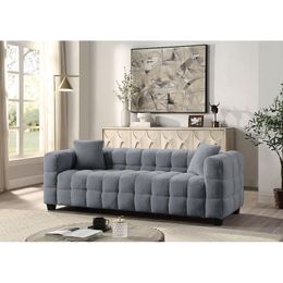 ATLANTIC HOME COLLECTION 3-Sitzer &raquo;Stella Design-Sofa mit Steppung, Bubble-Optik, B: 206cm&laquo; inkl. 2 Zierkissen und mit modernem Teddy Stoff grau B/H/T