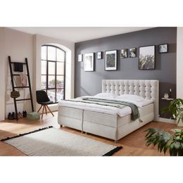 ATLANTIC HOME COLLECTION Boxspringbett &raquo;Tina&laquo; mit Bettkasten und Topper, auch in &Uuml;berl&auml;nge grau Bettrahmen und seitliche Einfassung der Matratzen: 
