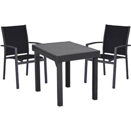 Garden Pleasure Garten-Essgruppe &raquo;ELENA&laquo; Set, 3 Stk. tlg. grau Aluminium, Kunststoff B/H/T: 165cm x 89cm x 65cm