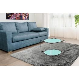 Kayoom Beistelltisch &raquo;Cody, Beistelltisch in W&uuml;rfelform, offenes, modernes Design&laquo; 1 Stk. tlg. moderne Kubusform mit runden Ablagefl&auml;chen aus Glas gr&uuml;n 
