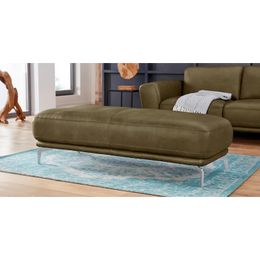 W.Schillig Hocker &raquo;montanaa&laquo; mit Metallf&uuml;&szlig;en in Silber matt, Breite 141 cm gr&uuml;n B/H/T: 141cm x 42cm x 61cm, Longlife Xtra-Leder Z69