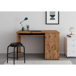 VOGL M&ouml;belfabrik Schreibtisch &raquo;Tobi, mit 3 Schubk&auml;sten&laquo; optional mit Tastaturauszug, Breite 115 cm braun B/H/T: 115cm x 73cm x 56cm,mit Auszug,mit 