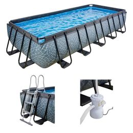 EXIT Framepool LxBxH: 540x250x100 cm, inkl. Filterpumpe und Sicherheitsleiter grau &Oslash;/B/H/L: Breite 250cm x H&ouml;he 100cm x L&auml;nge 540cm, 12.600 l