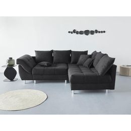 Collection AB Ecksofa &raquo;Innsbruck L-Form, B: 247 cm&laquo; 3 Zierkissen, Federkern schwarz Microfaser PRIMABELLE (100% Polyester), Struktur (90% Polyester, 