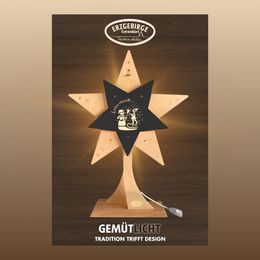 Weigla Dekostern &raquo;LED Leise rieselt der Schnee, Dekoleuchte aus Holz, NATUR-GRAU&laquo; braun Holzwerkstoff B/H/T: 30,5cm x 42cm x 6cm