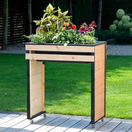Dobar Hochbeet &raquo;"Wheely" auf Rollen Gr. M&laquo; Das Hochbeet ist ca. 77 x 47 x 88 cm (L x B x H) gro&szlig; Massivholz B/H/T: 77cm x 88cm x 47cm