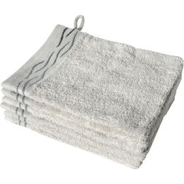 Dyckhoff Waschhandschuh &raquo;Wave&laquo; mit Jacquard-Bord&uuml;re silber Frottier, Baumwolle B/L: 16cmx21cm, 6 Stk., Frottier