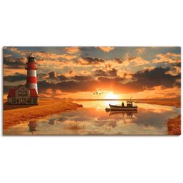 Artland Wandbild &raquo;Maritime Idylle beim Leuchtturm&laquo; Geb&auml;ude 1 Stk. tlg. als Leinwandbild, Poster in verschied. Gr&ouml;&szlig;en orange Leinwand B/H/T: 100cm x 50cm, 