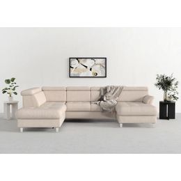 Sit & More sit&more Wohnlandschaft &raquo;Marano U-Form&laquo; inklusive Kopfteilverstellung, optional Schlaffunktion & Bettkasten beige 100% Polyester B/H/T: 304cm x 216cm,
