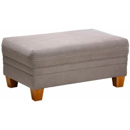 OTTO home Hocker &raquo;Husum&laquo; mit Kontrastnaht grau Luxus-Microfaser mit Druck (100% Polyester);Luxus-Microfaser in Lederoptik (100% Polyester);Luxus-