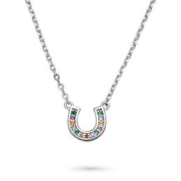 s.Oliver Damen s.Oliver Kette mit Anh&auml;nger &raquo;Lucky, Hufeisen-Design&laquo; mit Zirkonia (synth.) Silber 925 (Sterlingsilber), L: 36 B: 1mm