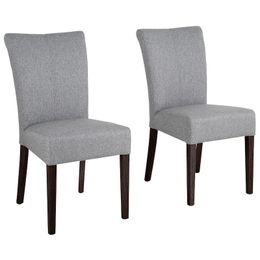 Home Affaire Esszimmerstuhl &raquo;Queen&laquo; (Set) 2 Stk.Beine aus massiver Buche, wengefarben lackiert, Polsterstuhl grau Massivholz B/H/T: 46cm x 93cm x 64cm