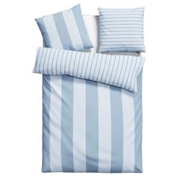 OTTO home Bettw&auml;sche &raquo;Sari in verschiedenen Qualit&auml;ten&laquo; 3 ab Gr. 135x200 cm, Wendedesign, moderne Bettw&auml;sche mit Streifen blau Flanell, Obermaterial: 