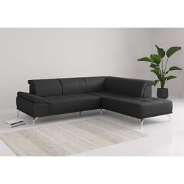 OTTO home Ecksofa &raquo;Caluna&laquo; Inkl.Sitztiefenverstellung, wahlweise mit Kopf- und Armteilverstellung schwarz B/H/T: 274cm x 81cm x 235cm, NaturLEDER 