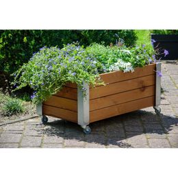 Dobar Hochbeet &raquo;Rollfi&laquo; FSC -zertifiziertes Kiefernholz, wetterfest lasiert, mit Rollen braun Holzwerkstoff B/H/T: 52cm x 40,5cm x 78cm