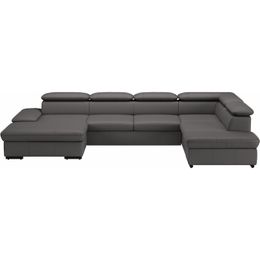 Sit & More sit&more Wohnlandschaft &raquo;Alcudia U-Form&laquo; wahlweise mit Schlaffunktion braun B/H/T: 349cm x 73cm x 226cm, NaturLEDER , Ottomane rechts,mit 