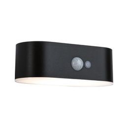 Paulmann LED Au&szlig;en-Wandleuchte &raquo;Solar Adya IP44 3000K 200lm Schwarz&laquo; 1 Stk. Warmwei&szlig; Bewegungsmelder schwarz 1, H: 6cm, 1 Stk.
