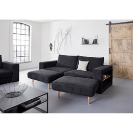LOOKS by Wolfgang Joop 4-Sitzer &raquo;Looksvb&laquo; Verwandlungssofa: aus Sofa wird Sofa mit 2 Hockern, mit Regalfunktion blau B/H/T: 252cm x 96cm x 107cm, 
