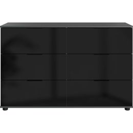 wimex Schubkastenkommode &raquo;Barcelona&laquo; mit Glaselementen auf den Schubk&auml;sten schwarz Holzwerkstoff B/H/T: 130cm x 83cm x 41cm, 6 Stk.