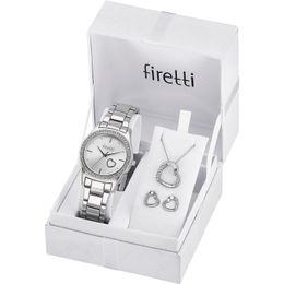 Firetti Damen Quarzuhr Armbanduhr, Damenuhr, Glitzersteine, Geschenkset silber Einheitsgr&ouml;&szlig;e