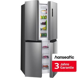 Hanseatic French Door &raquo;HCDD18080CI&laquo; 180 cm hoch 79,5 cm breit inkl. 3 Jahre Herstellergarantie silber kein Wasserspender