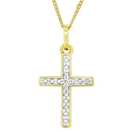 Firetti Damen Kettenanh&auml;nger &raquo;Schmuck Geschenk Gold 333 Halsschmuck Anh&auml;nger f&uuml;r Halskette Kreuz&laquo; mit Brillant wei&szlig; 0,01 P2 = erkennbare Einschl&uuml;sse, 