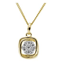 Firetti Damen Kettenanh&auml;nger &raquo;Schmuck Geschenk Gold 333 Halsschmuck Anh&auml;nger Quadrat&laquo; mit Brillanten gold 0,12 P2 = erkennbare Einschl&uuml;sse, Diamanten 