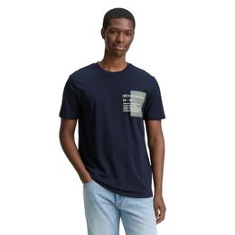 Tom Tailor Denim Herren Tom Tailor Denim Rundhalsshirt mit verschiedenen Logo Prints blau S