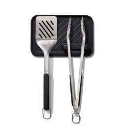OXO Good Grips Grillbesteck-Set &raquo;3-teiliges Wender- & Zangen-Set&laquo; silber Edelstahl Einheitsgr&ouml;&szlig;e