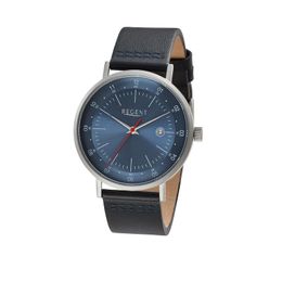 Regent Uhren Regent Herren Quarzuhr Armbanduhr, Herrenuhr, Lederarmband, analog, Tag blau Einheitsgr&ouml;&szlig;e