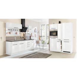 KOCHSTATION K&uuml;chenzeile &raquo;KS-Tulsa&laquo; ohne E-Ger&auml;te, Breite 380 cm, schwarze Metallgriffe, MDF Fronten wei&szlig; B/H/T: 380cm x 60cm