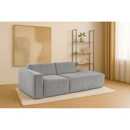 Home Affaire 2-Sitzer &raquo;Noord mit Kedernaht, Breite 227 cm&laquo; Cord, Struktur, Webstoff, mit Wellenunterfederung, Massivholzrahmen grau 94% Polyester; 6% 