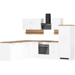 KOCHSTATION Winkelk&uuml;che &raquo;KS-Milan&laquo; Stellbreite 280/220 cm, viel Stauraum, wahlweise mit E-Ger&auml;ten wei&szlig; B/H/T: 280cm x 200cm x 60cm, ohne E-Ger&auml;te