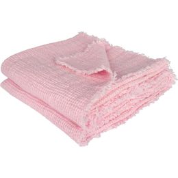 ZOEPPRITZ1828 Wohndecke &raquo;Honeybee&laquo; Leinenplaid im Waffelpique rosa Leinen B/L: 170cm x 230cm