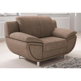 Trendmanufaktur Sessel &raquo;Rondo II, Loungesessel zeitlos und bequem&laquo; wahlweise mit komfortablem Federkern, mit extra breiten Armlehnen braun Struktur (
