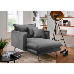 Home Affaire Loveseat &raquo;Lazio&laquo; moderner Sessel mit einer bequemen Polsterung, 2 Stk. Zierkissen schwarz 100% Polyester Velours, Bezugsfarbe asche, B/H/