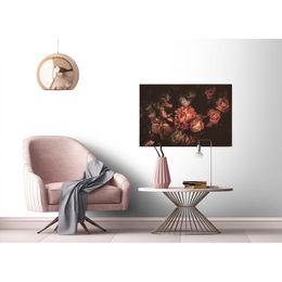 A.S. Cr&eacute;ation Leinwandbild &raquo;Romantic Flower&laquo; Blumen Kunst 1 Stk. tlg. Romantische Blumen, Rosen Keilrahmen Leinwand-Bild Wohnzimmer modern orange Holz, Stahl B/H/T: