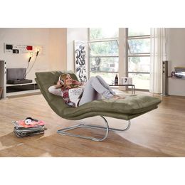 W.Schillig Relaxliege &raquo;daily dreams&laquo; in Waffelkissen-Optik, wahlweise mit Motor, Freischwingergestell gr&uuml;n Longlife Xtra-Leder Z69: Das feinnarbige, 