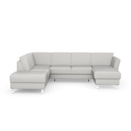 Sit & More sit&more Wohnlandschaft &raquo;Visby U-Form&laquo; Wahlweise mit Schlaffunktion und Stauraum, frei im Raum stellbar grau B/H/T: 303cm x 87cm x 213cm, Soft clean, 